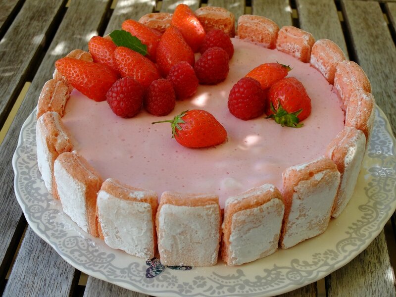 Charlotte mousse aux fruits rouges et biscuits roses – La cuisine du ...
